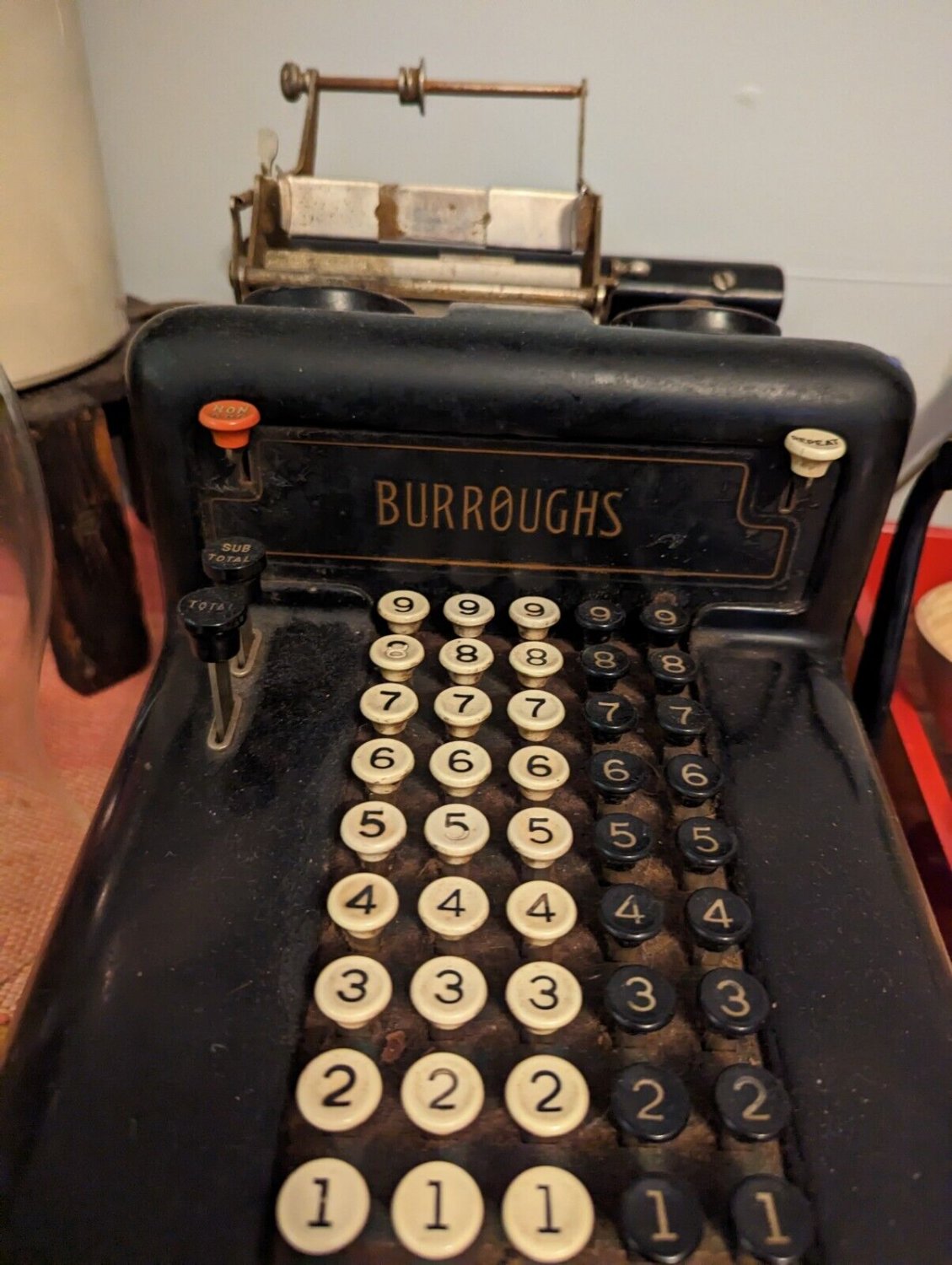 Vintage 1920s Burroughs mechanical used adding machine Class-3 Works.