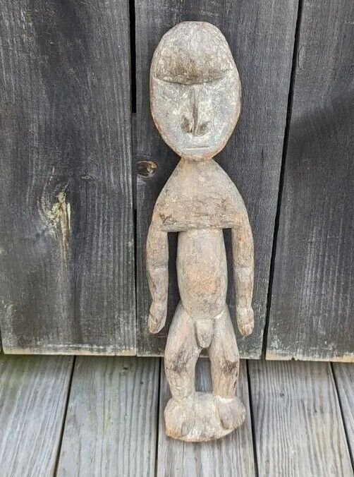 Antique Wood Hand Carved Primitive Man Statue