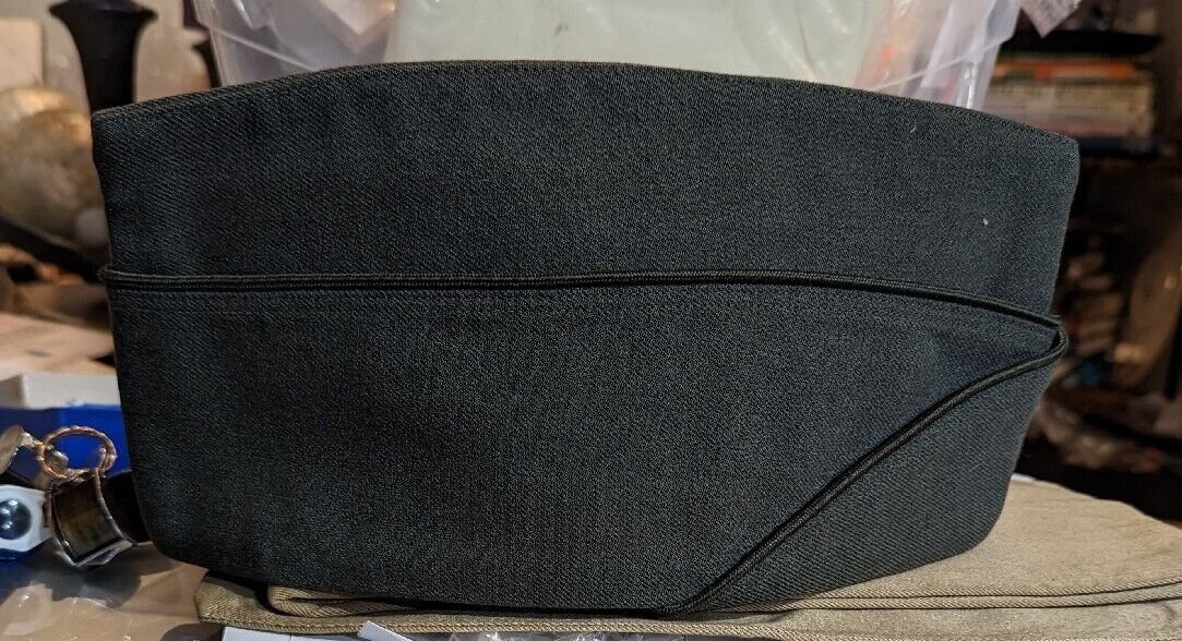 US Army 1956 Garrison Hat Envelope Cap Enlisted Dress Dk Green Wool ...