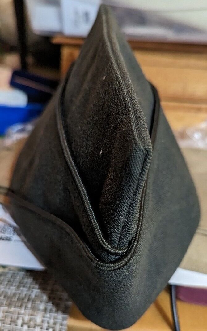 US Army 1956 Garrison Hat Envelope Cap Enlisted Dress Dk Green Wool ...