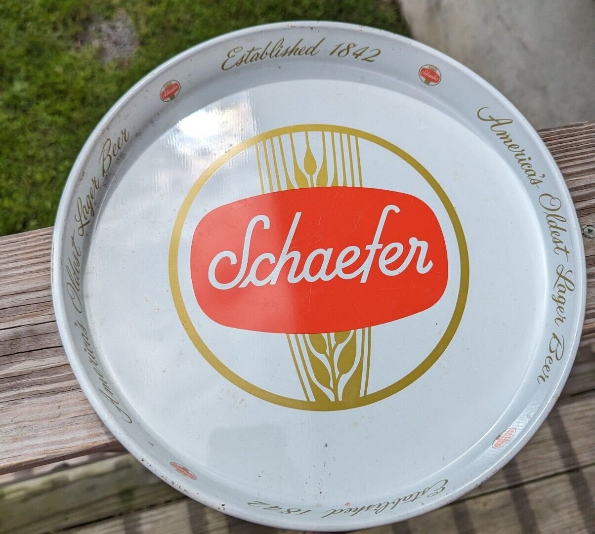 SCHAEFER BEER TRAY DRINK METAL OLD BREWERY VINTAGE BAR TAVERN PUB ...