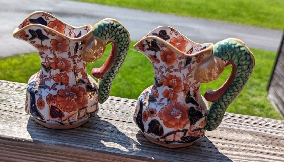 Two(!) Mason’s Ironstone Imari Pitchers With Hydra Handles Multicolor ...