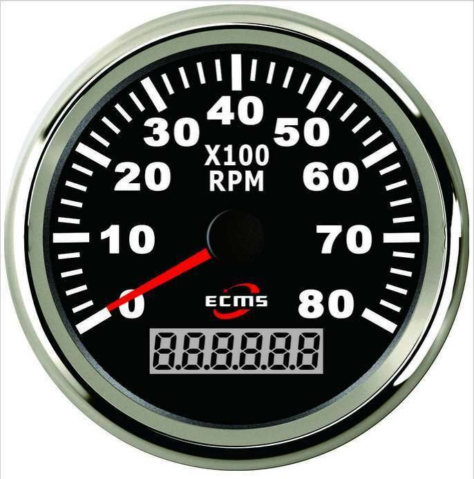 Marine Boat Yacht Car Tachometer RPM Gauge LCD Hourmeter 9-32V 0-8000 ...