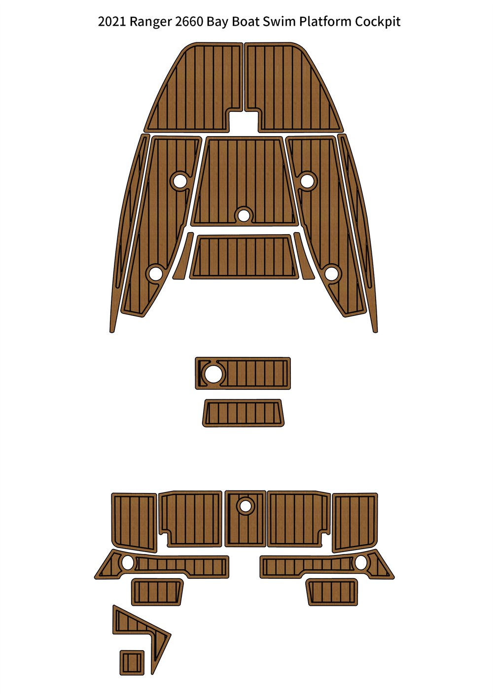 2021 Ranger 2660 Bay Boat Swim Platform Cockpit Pad Boat EVA Foam Teak ...