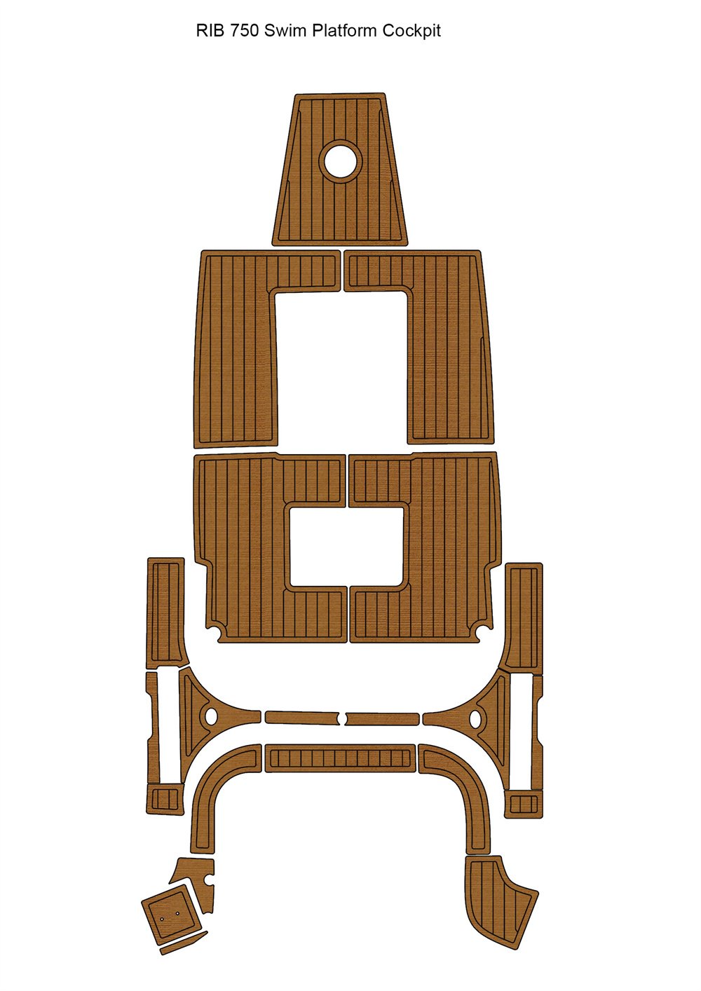 RIB 750 Swim Platform Cockpit Boat EVA Faux Teak Deck Floor Pad