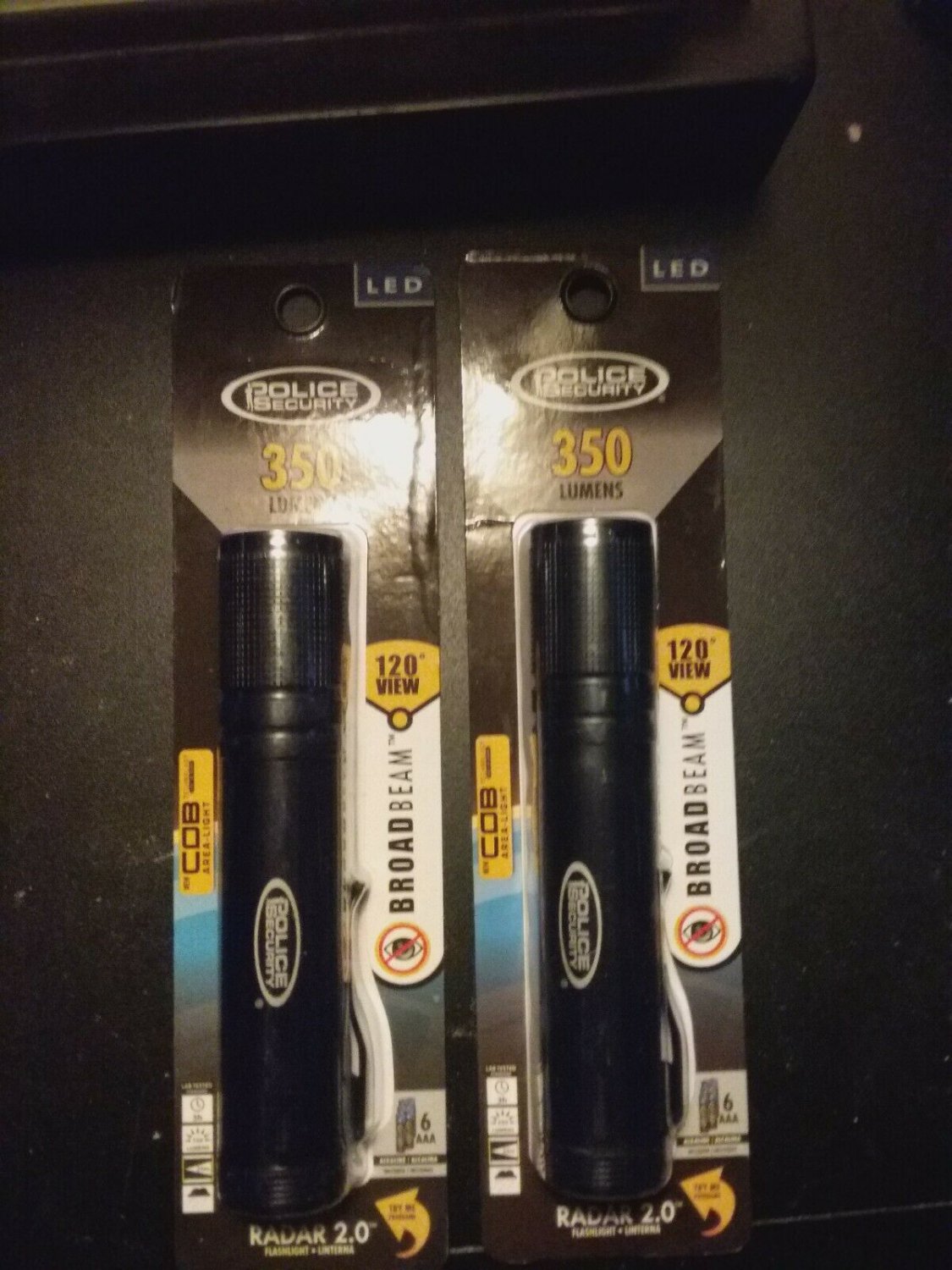 Lot of 2 Polic Security Radar 2.0 Tactical COB LED Flashlight 350 ...