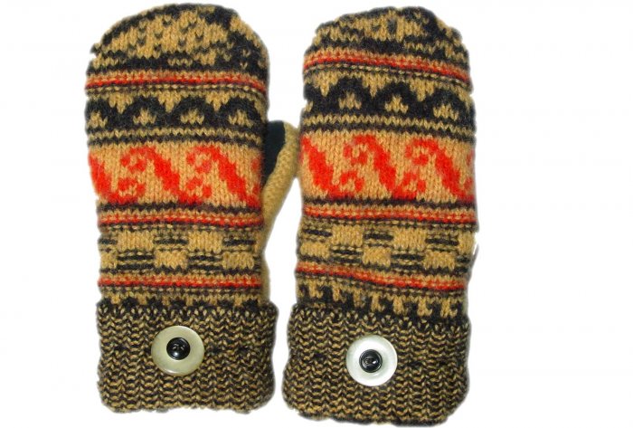 Hand Made Wool Mittens with Leather Palms and Fleece lining, Includes ...