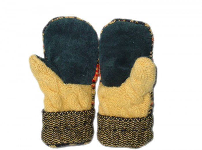 Hand Made Wool Mittens with Leather Palms and Fleece lining, Includes ...