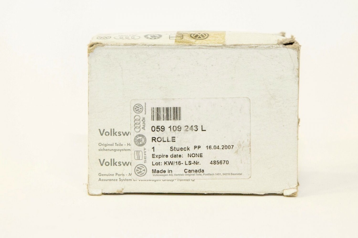 VW Audi Skoda 059109243L Timing Belt Tensioner Pulley, OE (Genuine)