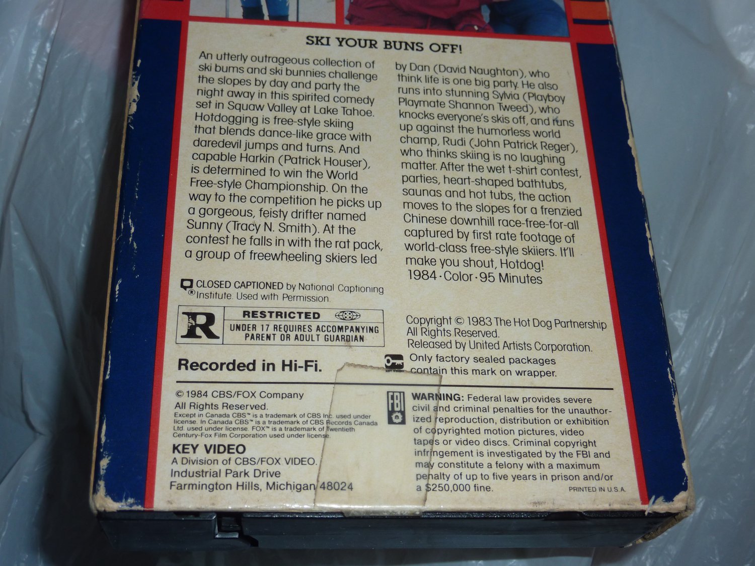 Hot Dog The Movie VHS Ski Action Comedy Shannon Tweed