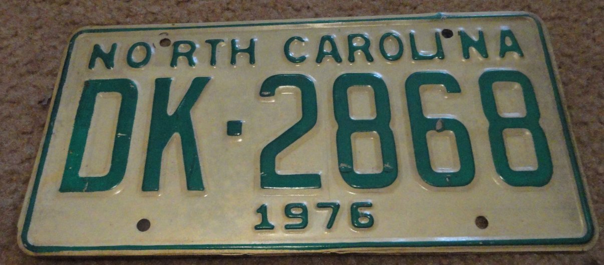 1976 DK 2868 North Carolina license plate