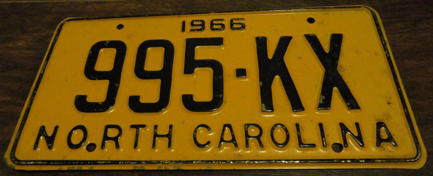 1966 995 KX North Carolina license plate
