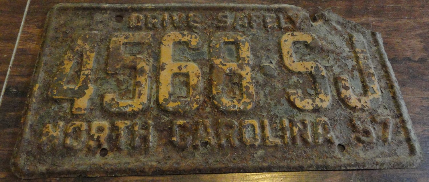 1957 4568 SJ North Carolina passenger truck license plate
