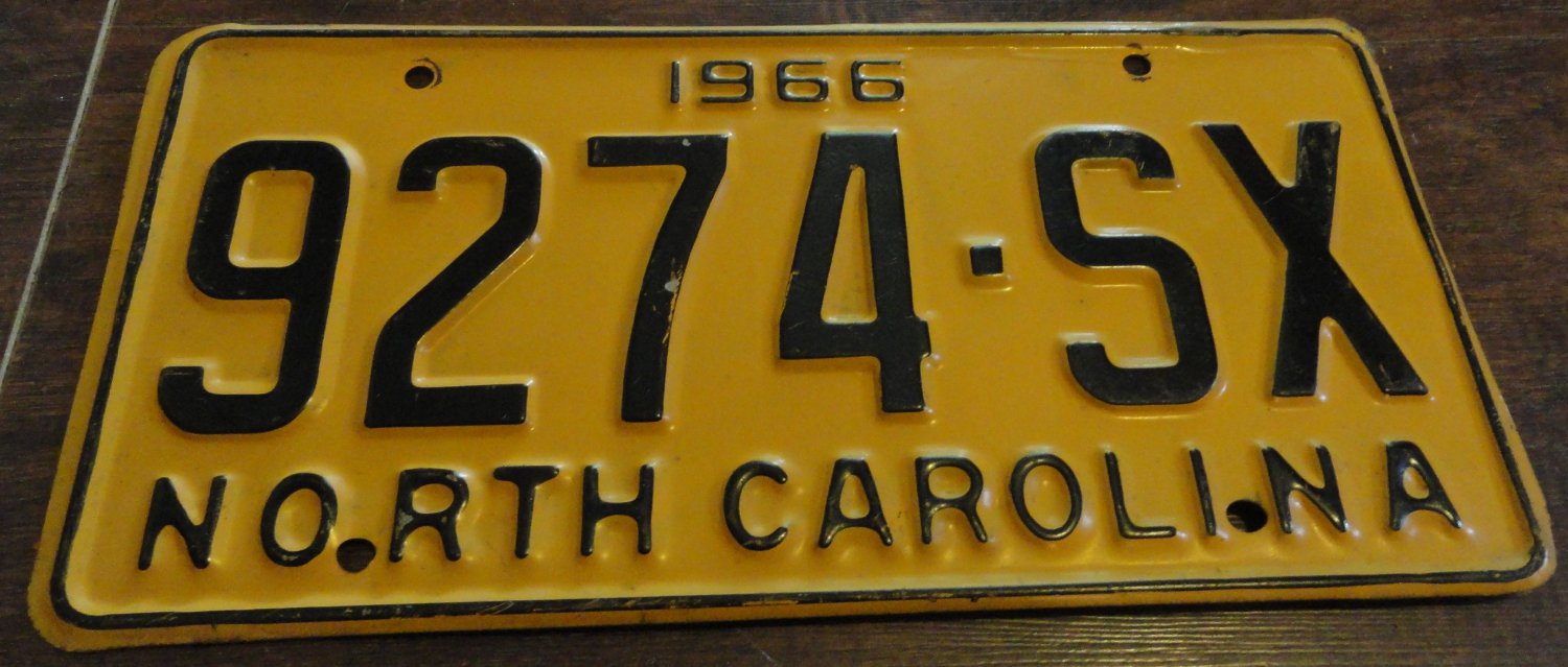 1966 9274 SX North Carolina passenger truck license plate