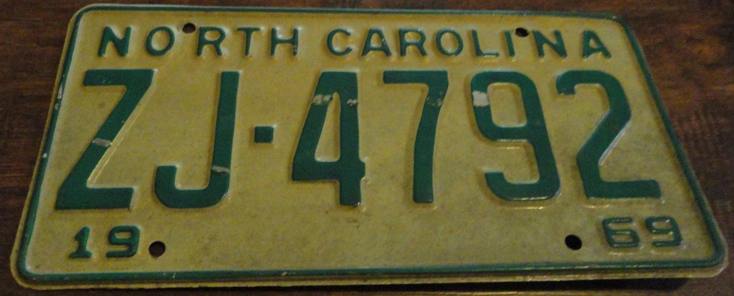 1969 ZJ 4792 North Carolina license plate