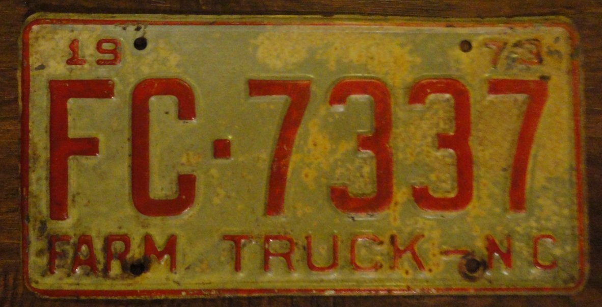 1973 FC 7337 North Carolina farm truck license plate