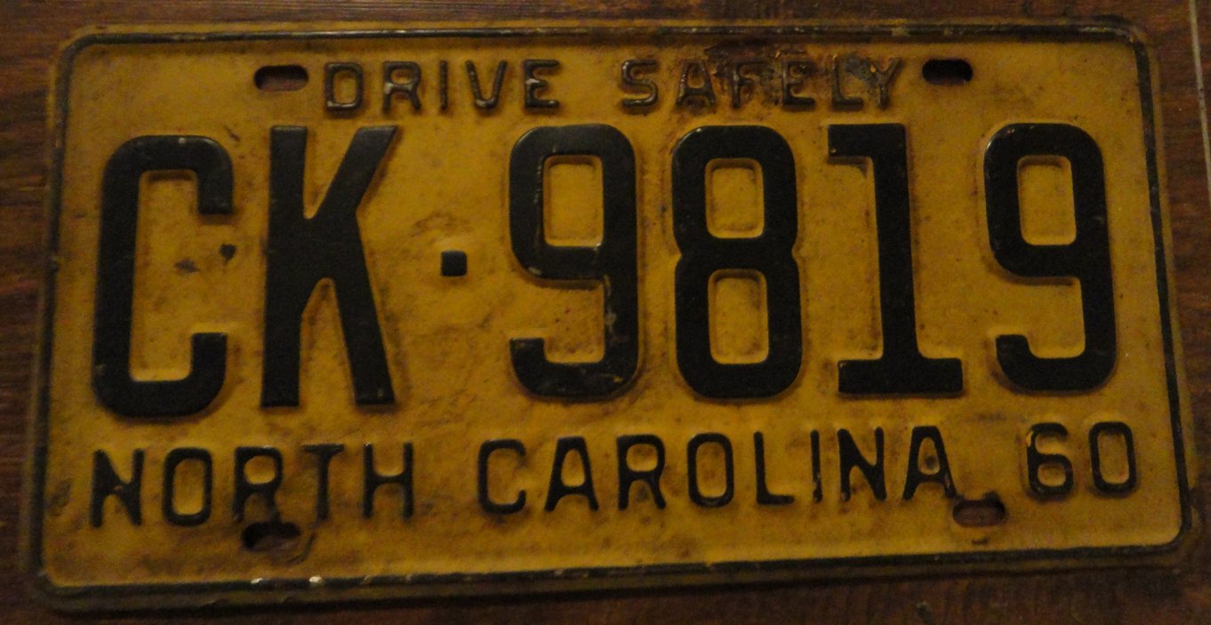 1960 CK 9819 North Carolina license plate