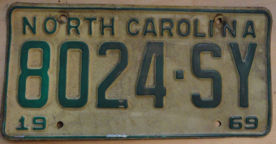 1969 North Carolina license plate 8024 SY