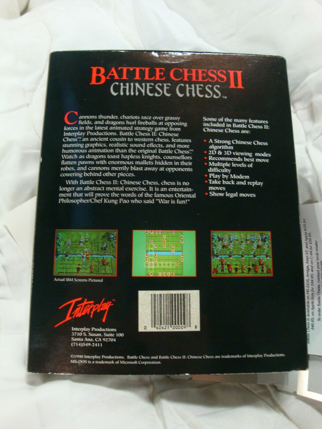 BATTLE CHESS II - CHINESE CHESS - PC - 1990 INTERPLAY
