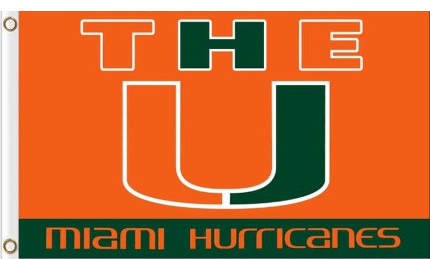 Miami Hurricanes Hand Flag 3x5 ft