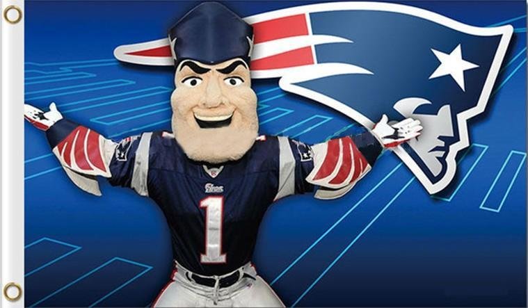 Cartoon New England Patriots Flag Football Banner 3x5 ft
