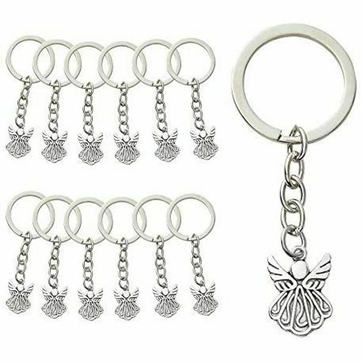 Guardian Angel Keychains, Funeral Favors (3 In, Silver, 60 Pack)