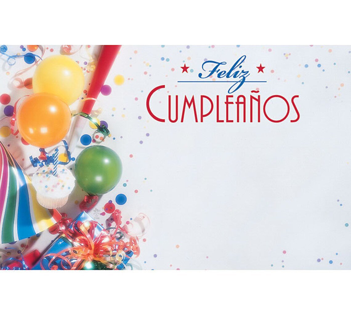 50 Feliz Cumpleanos ""Spanish Happy Birthday"" Print Florist Blank ...