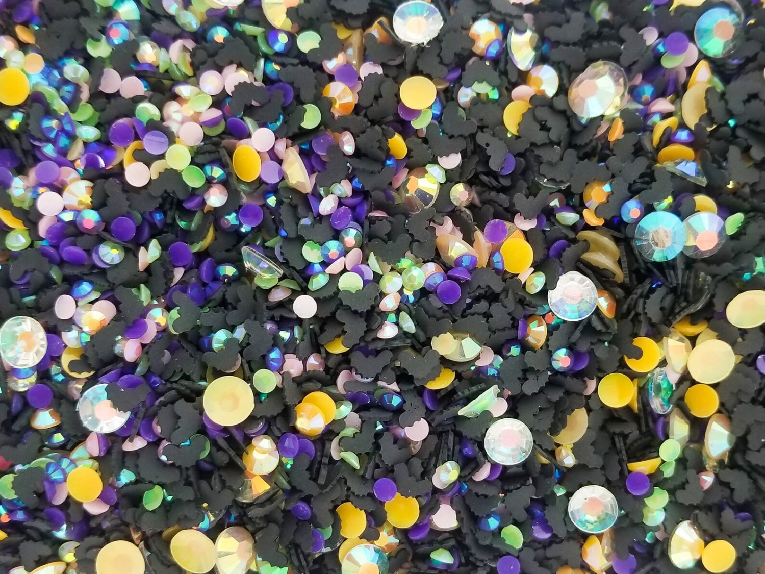 BATS AND BROOMSTICKS Sprinkle Mix with Bats, Resin Rhinestones, Faux ...