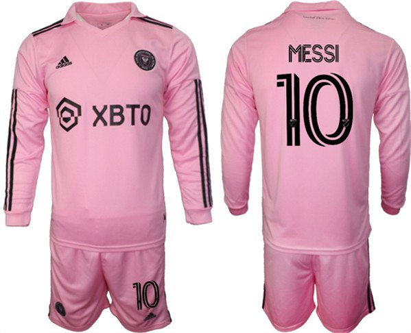 Inter Miami CF #10 Lionel Messi 2023-24 Pink Home Soccer Jersey Suit