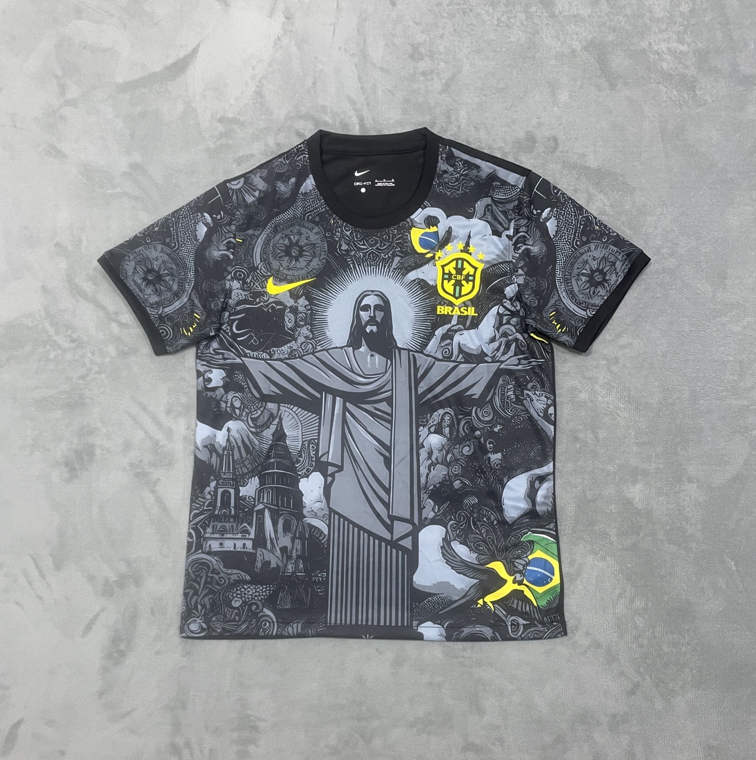 Men's Brazilian Jesus Goddess Edition Black Football Jacket 24-25