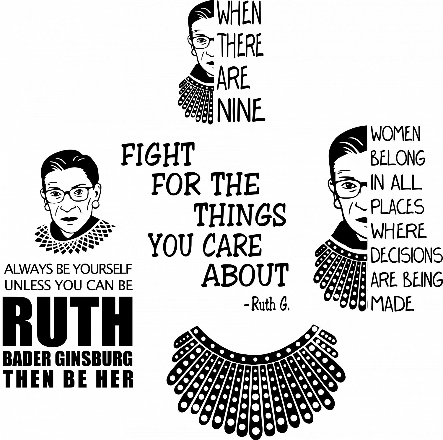 Ruth Bader Ginsburg svg, Ruth Bader Ginsburg Silhouette svg, Notorious