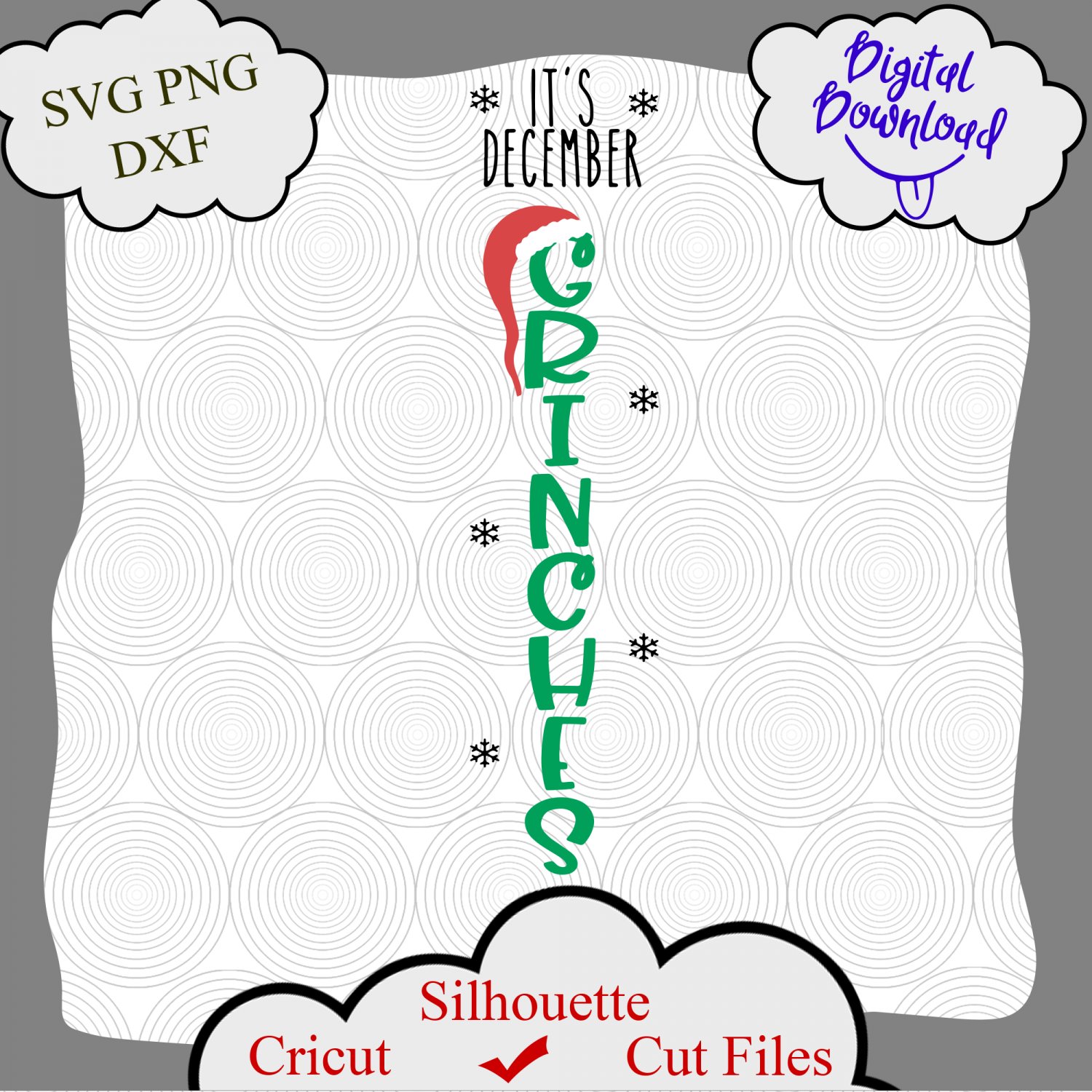 Vertical Christmas Sign digital file, Its December Grinches SVG, Grinch ...