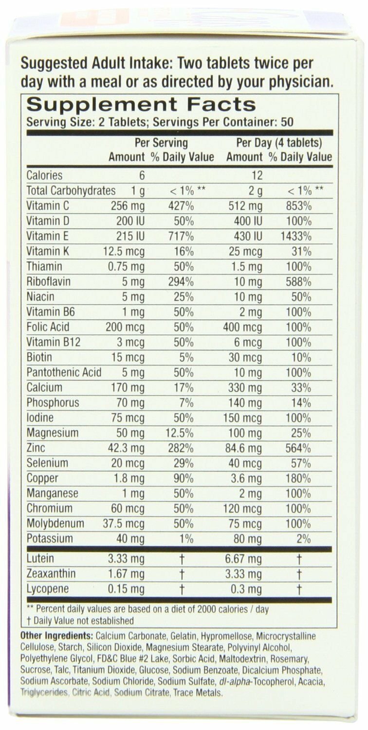 Alcon ICaps Multivitamin Eye Vitamin Mineral Support, Coated Tablets ...