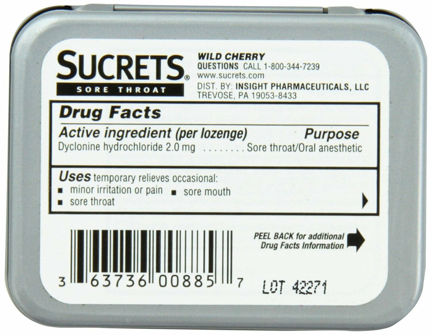 Sucrets Classic Sore Throat Lozenges, Wild Cherry, 18 Count