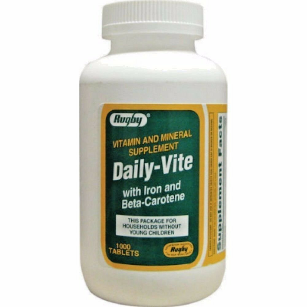 Rugby Daily Vite with Iron and Beta Carotene 1000 Tablets, Vitamin ...