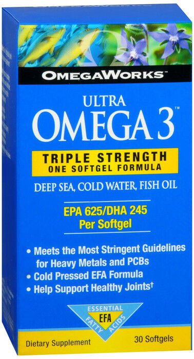 OmegaWorks Omega 3 Triple Strength Ultra one Omega 30 Softgels