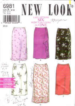 Simplicity New Look Pattern 6981 Six Skirt Variations Sizes A 6-16