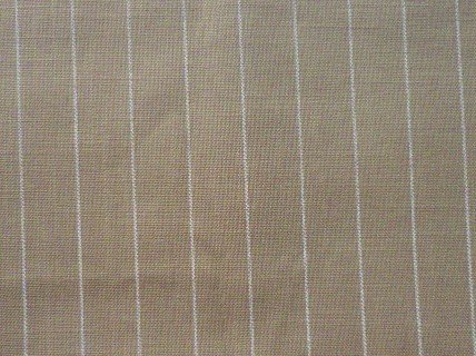 Tan and White Stripe Fabric Material 25 x 58 Silk or Linen Blend