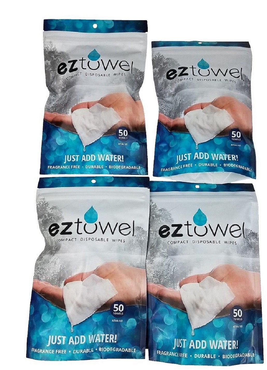 4 Pack of EZ Towels Compressed Capsule Towel Cloths in Tablet Size ...