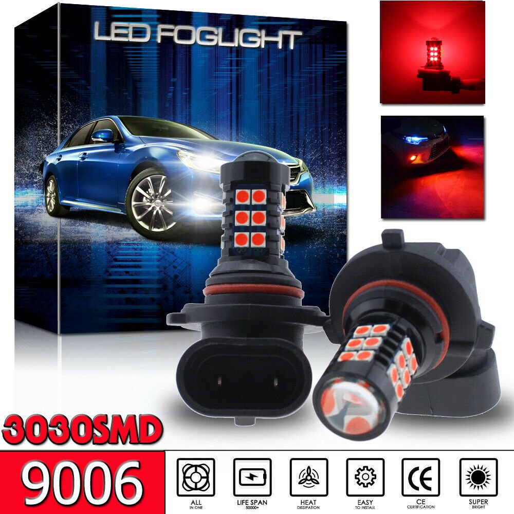 2x 30SMD Extreme Bright Ultra Red 9006 HB4 Car DRL Fog Light LED ...