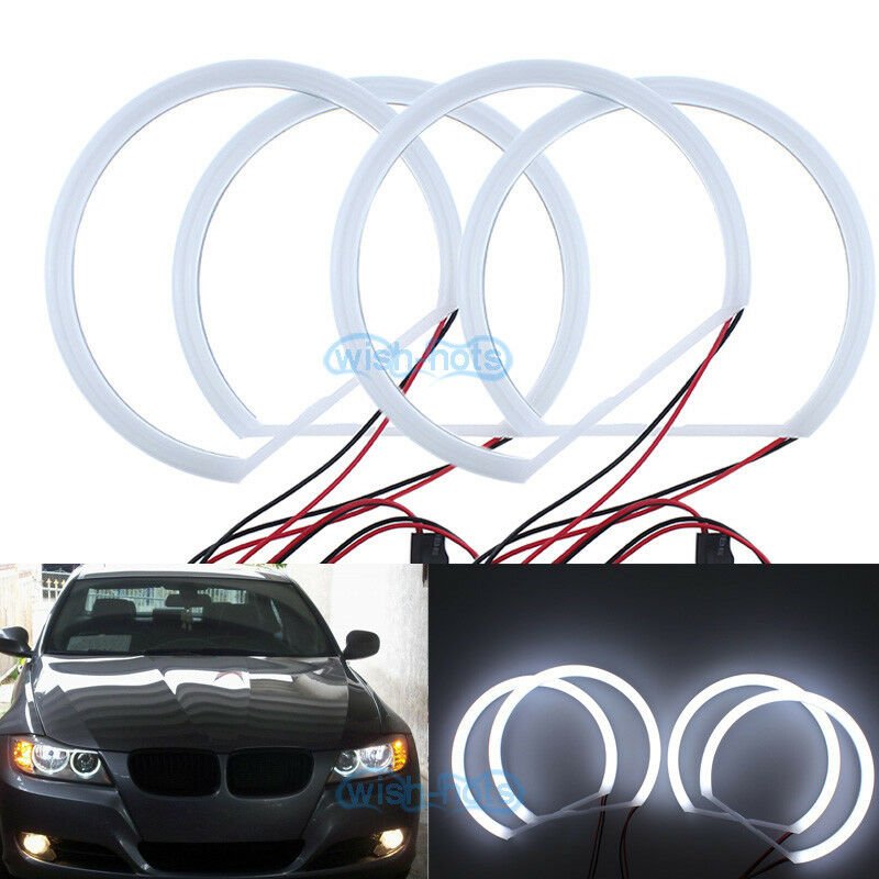 Cotton White Halo Rings Angel Eyes For E46 Non-Projector DRL Devil ...