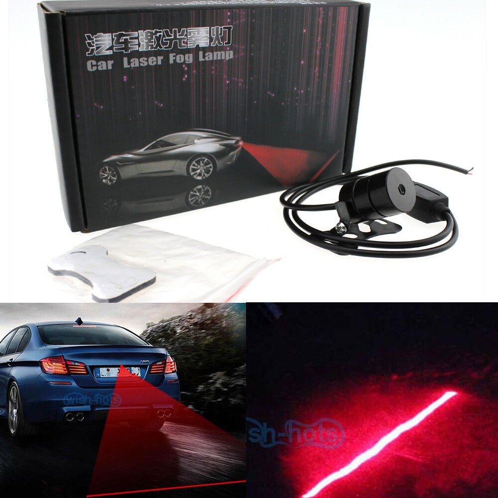 Red Car Led Laser Fog Light Rear Anti-Collision Brake Tail lights ...