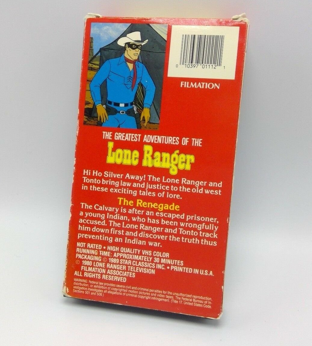 Lone Ranger Animated Cartoon VHS 1980 Renegade Greatest Adventures