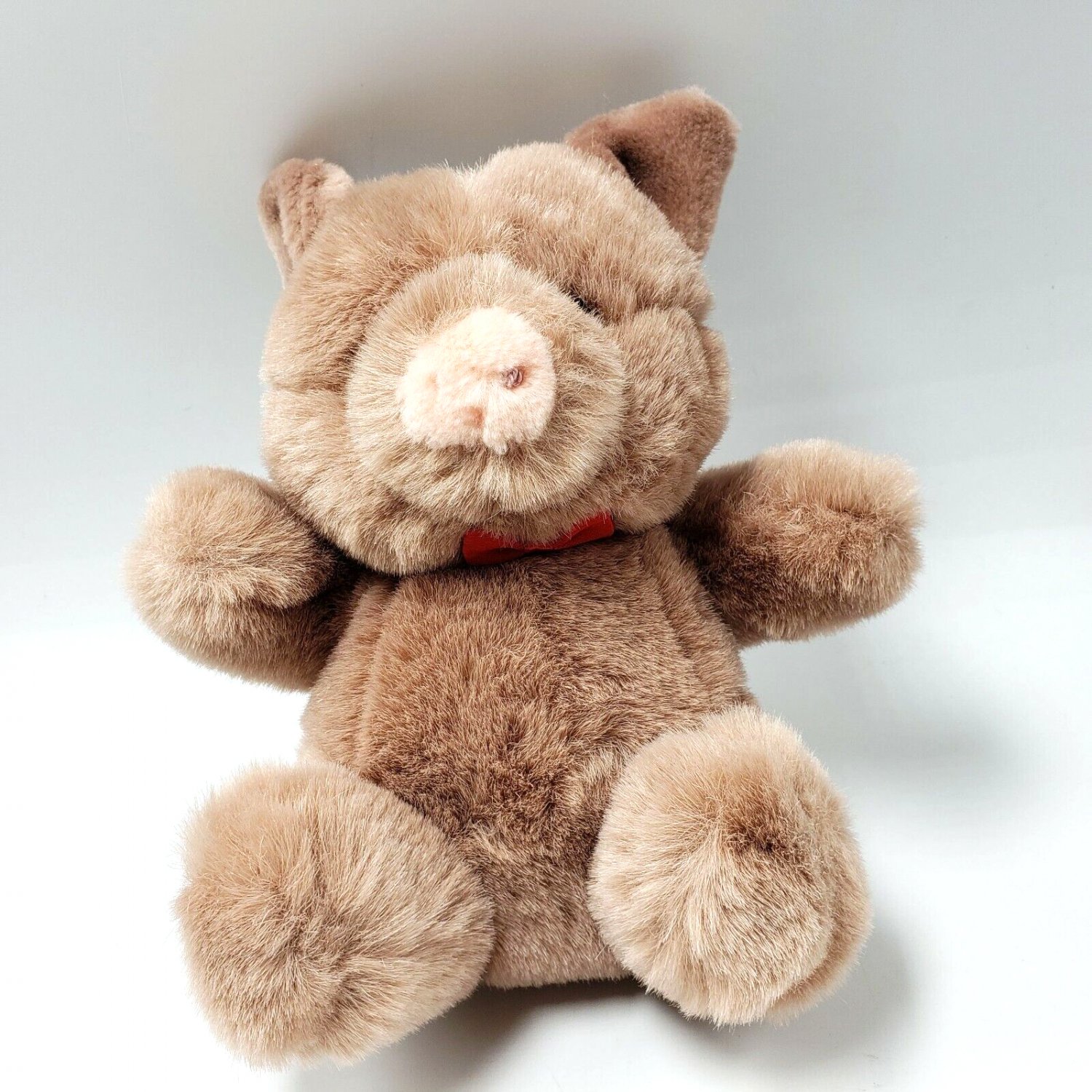 Gund Pig Piglet Plush Stuffed Animal 1986 8" Mauve Machine Washable Red Bow