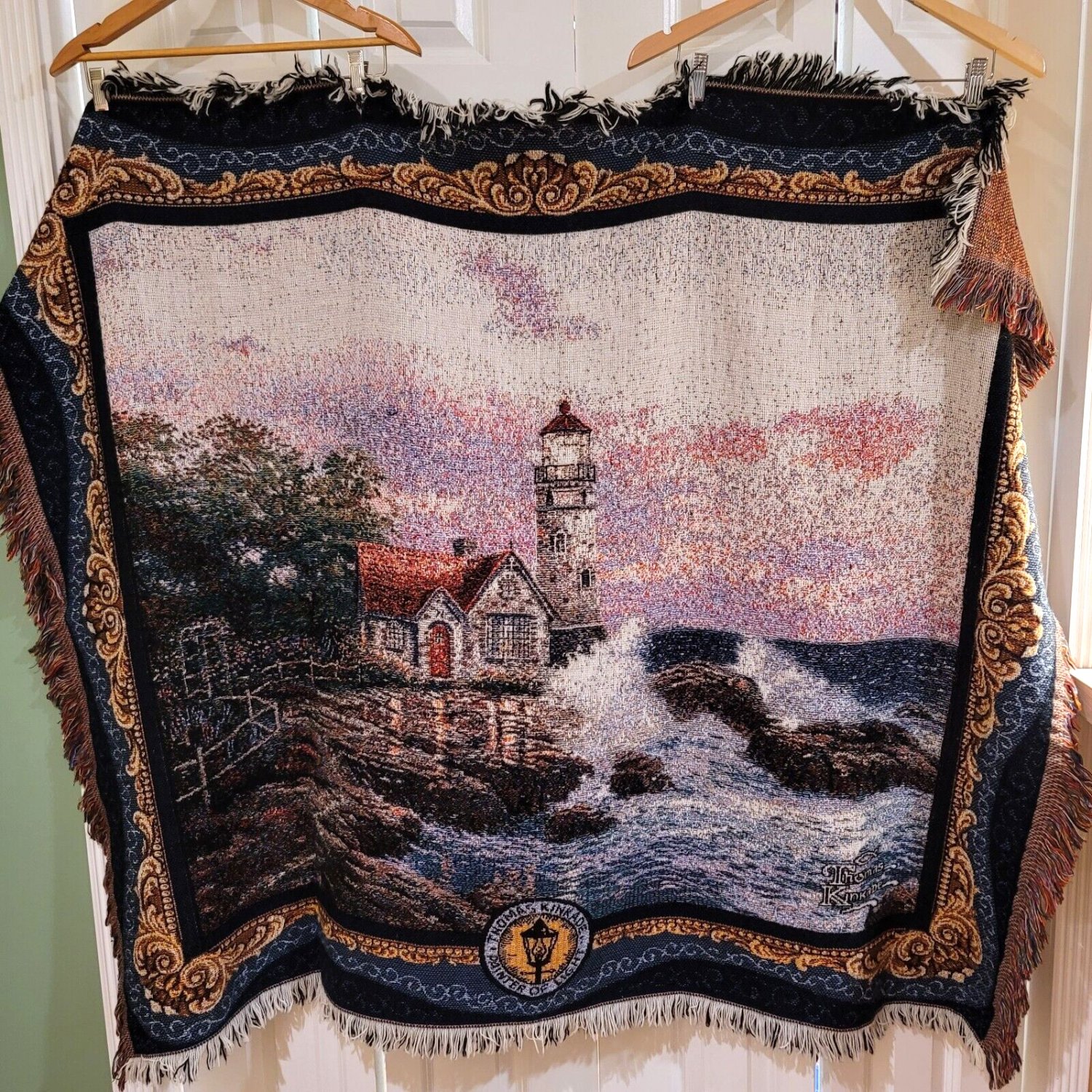 Thomas Kinkade Lighthouse Ocean Waves Blanket Throw 55"X45" Mohawk Home ...