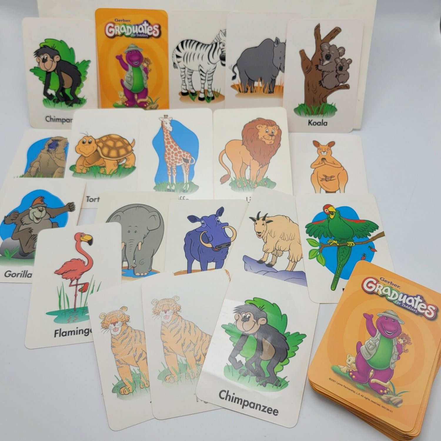 Barney Purple Dinosaur Gerber Graduates Animal 78 cards game Safari Zoo ...