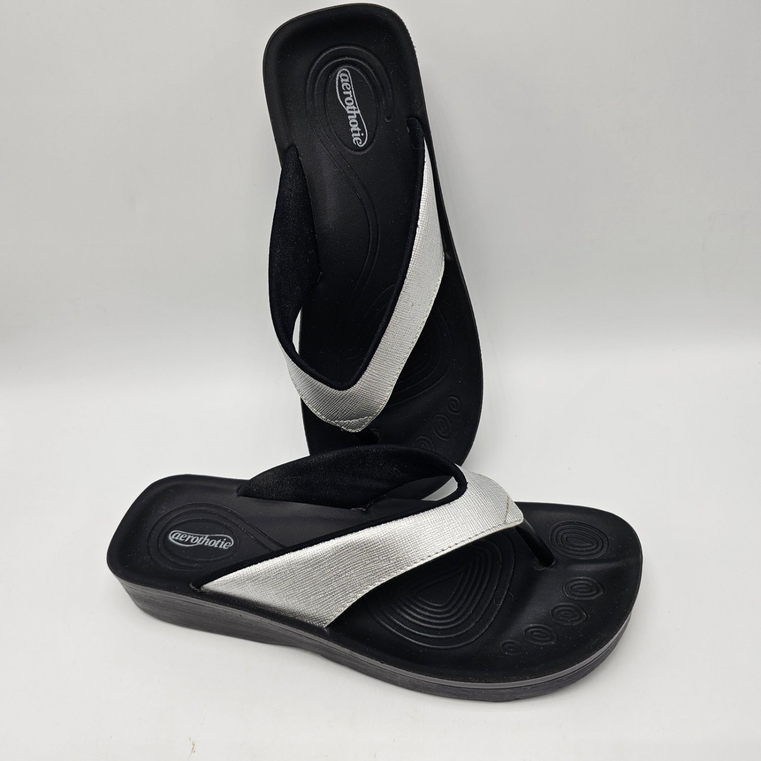 AEROTHOTIC Arch Support silver Flip Flops Sandals 36 Thongs Shoes ...