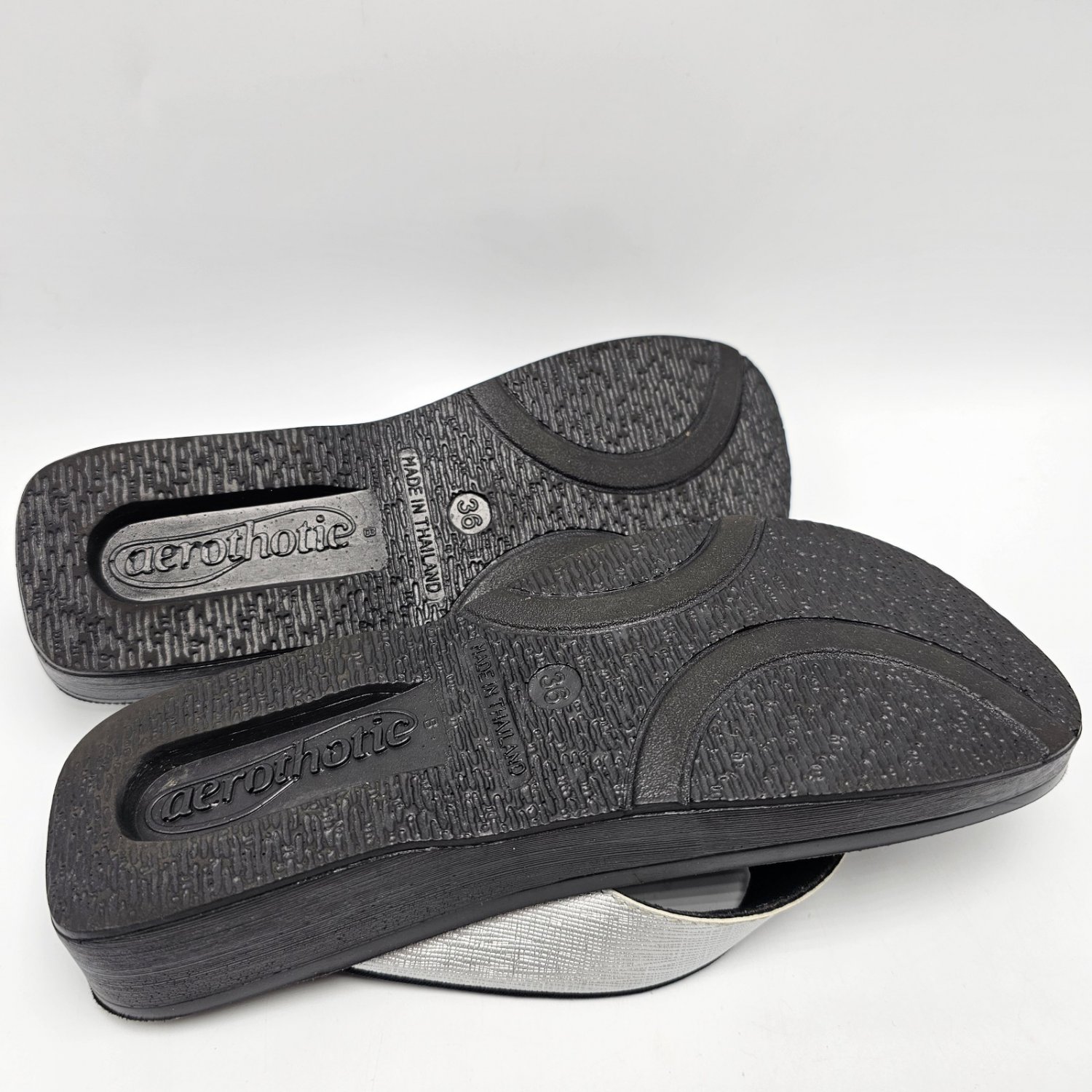 AEROTHOTIC Arch Support silver Flip Flops Sandals 36 Thongs Shoes ...