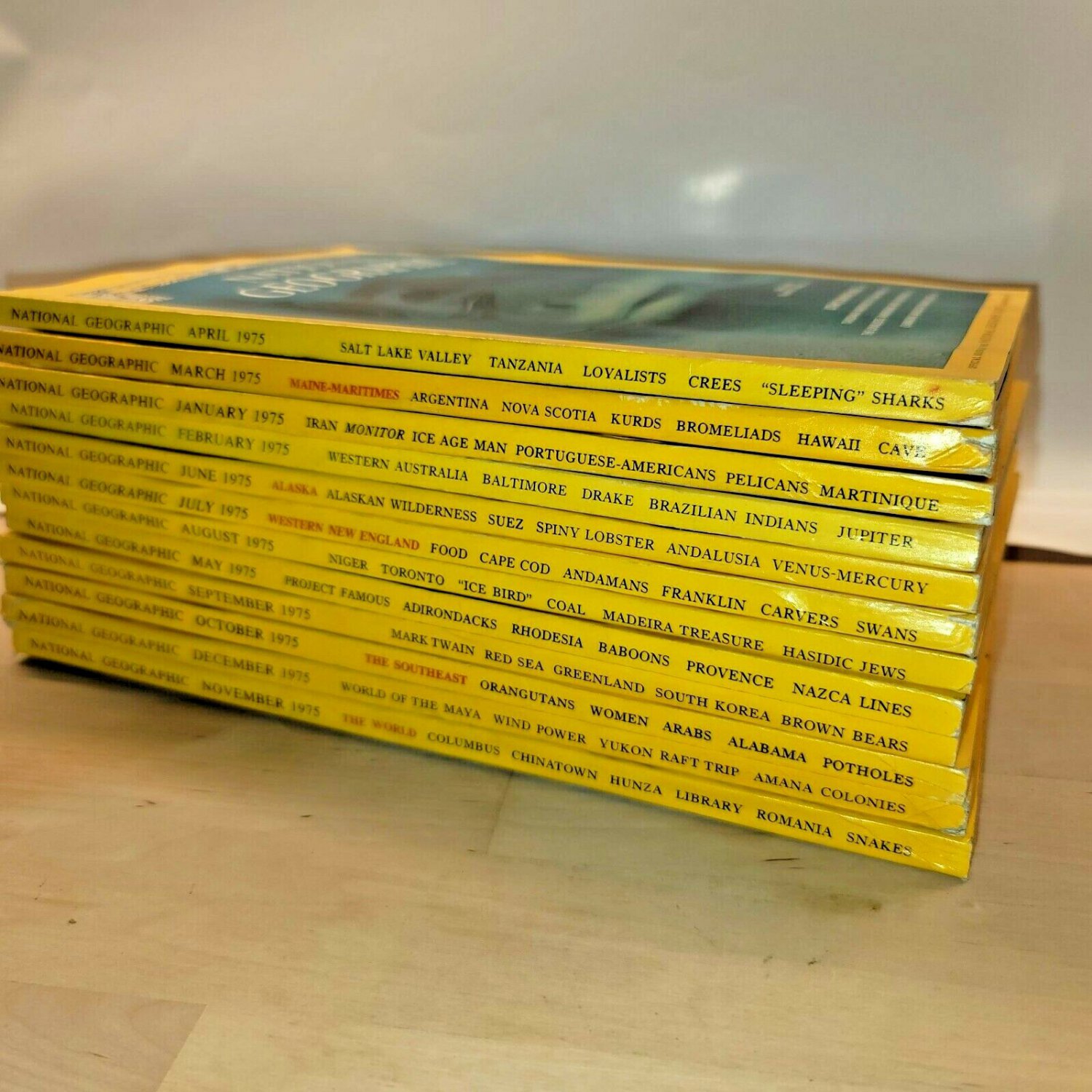 National Geographic Magazine 1975 Full Year 12 Inserts Monthly Shark ...