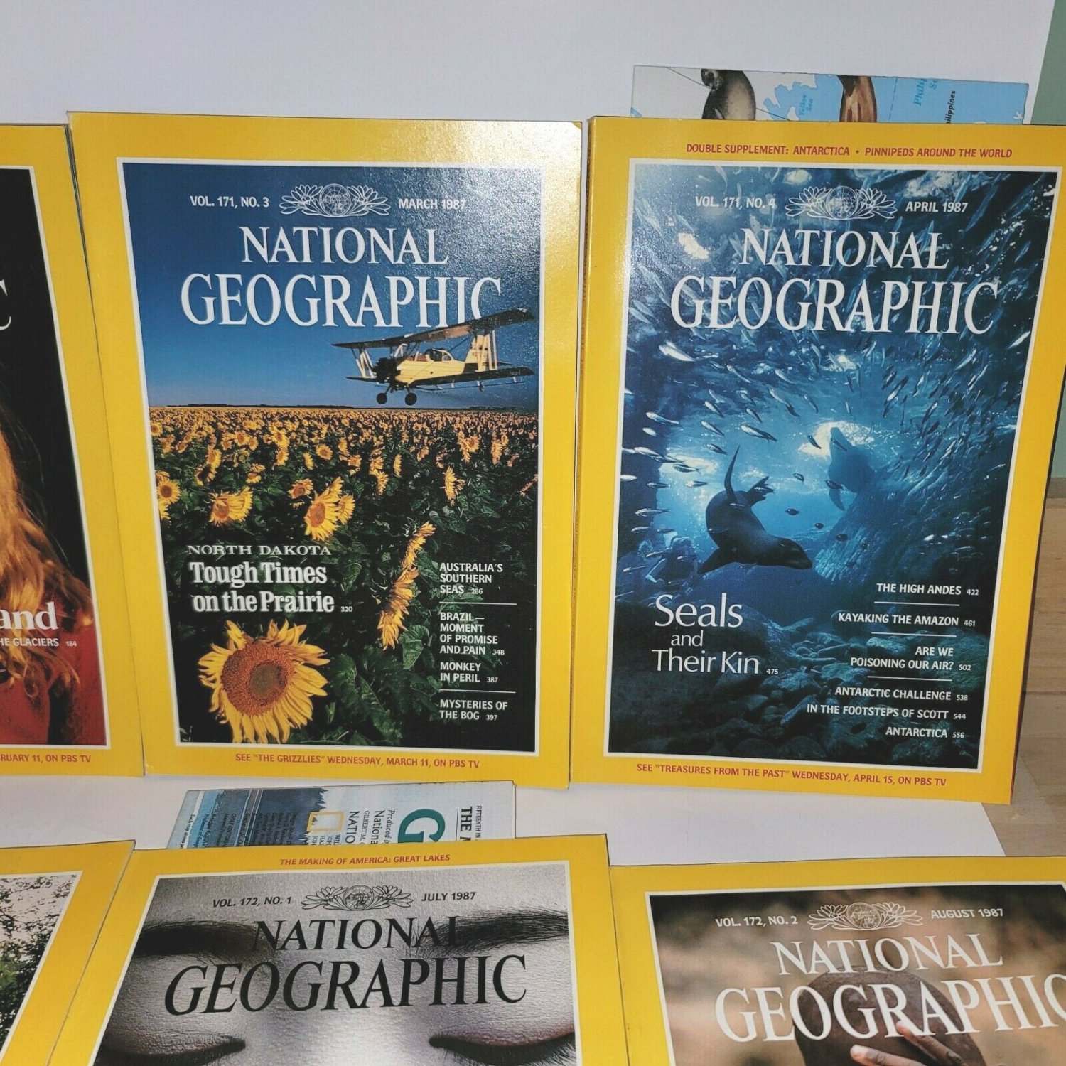 National Geographic Magazine 1987 Year 12 Inserts Monthly Seals Women ...